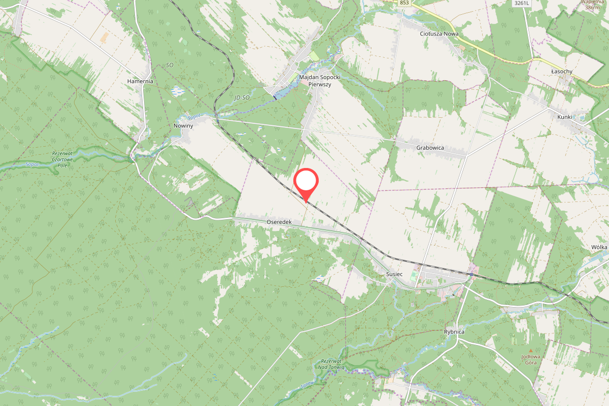 Rezerwat Nowiny Susiec, mapa - Nocowanie.pl