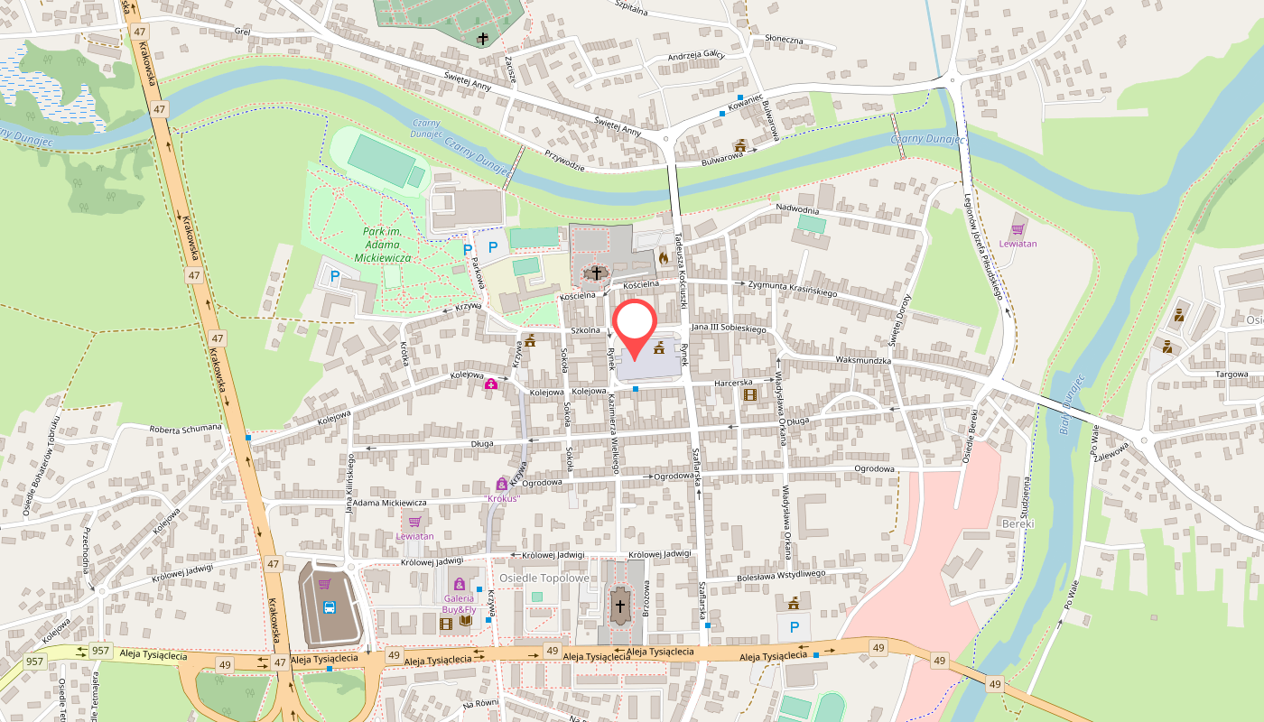 Rynek i ratusz w Nowym Targu Nowy Targ, mapa