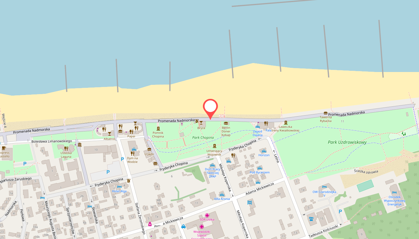 Promenada nadmorska w Ustce Ustka, mapa