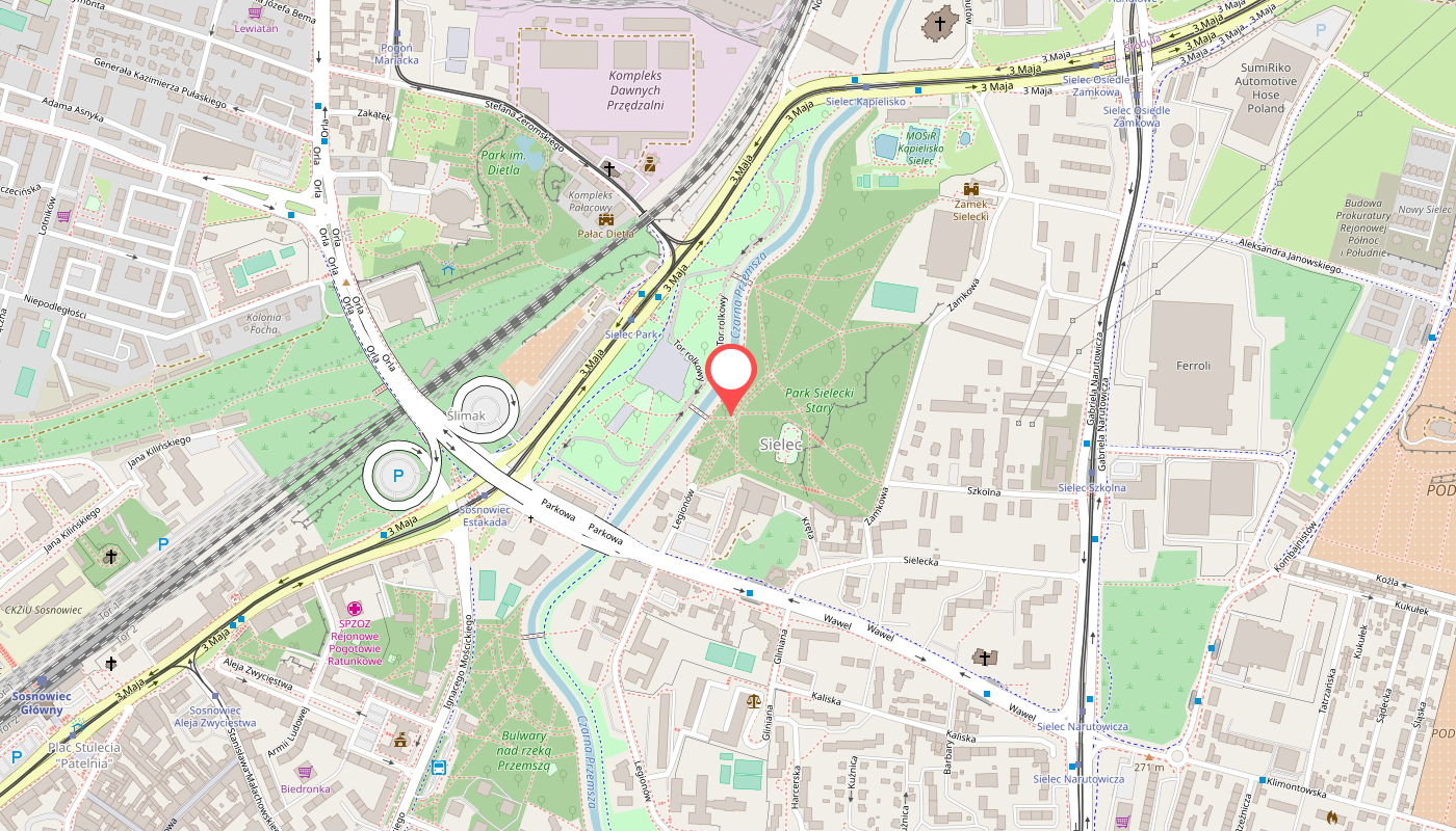 Park Sielecki Sosnowiec, mapa