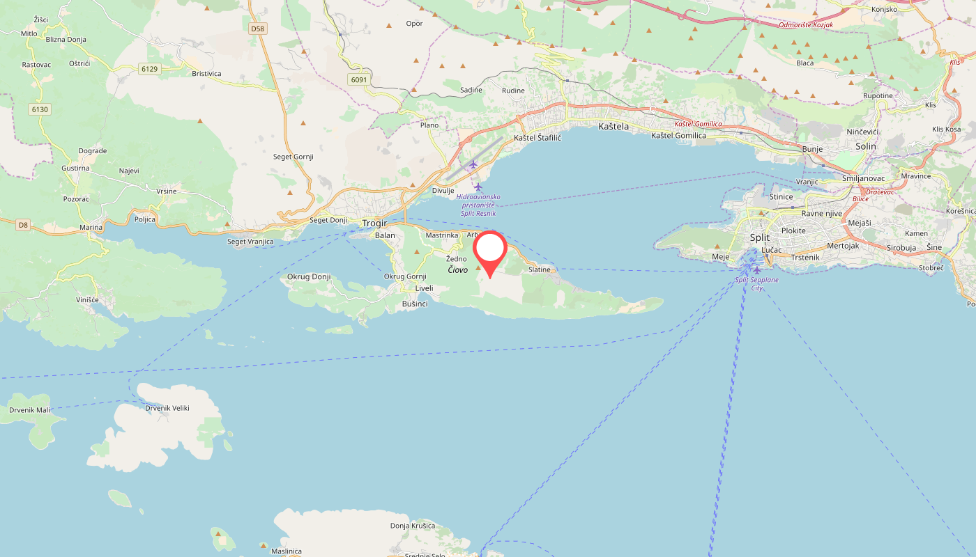 Wyspa Čiovo Vinisce, mapa