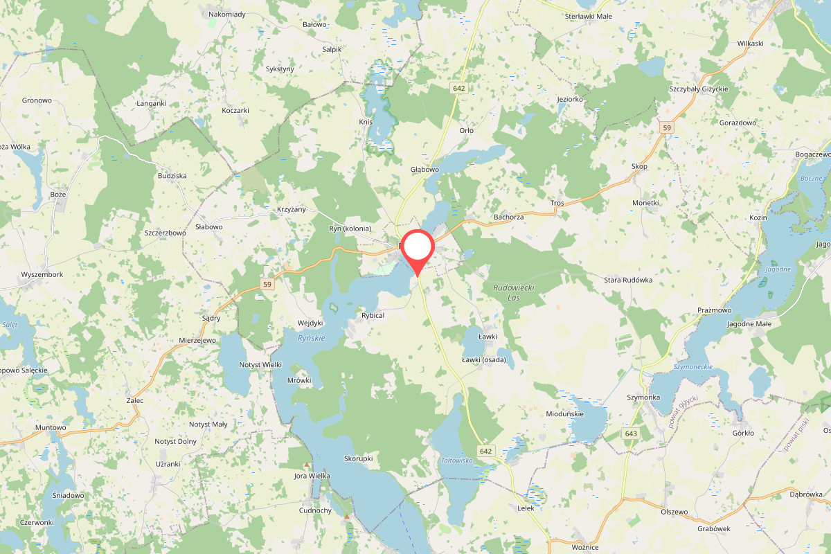 Szlak Ryn - Rybical - Skorupki - Ryn Ryn, mapa - Nocowanie.pl