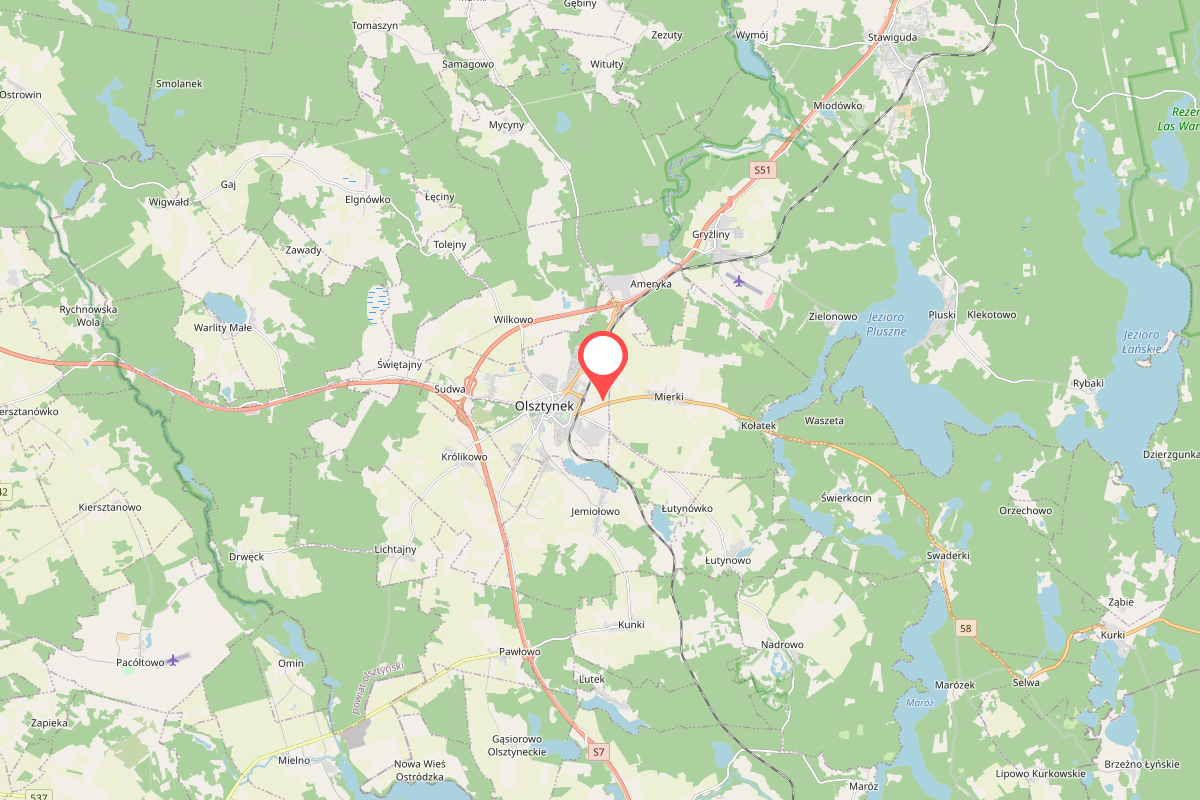 Szlak Olsztynek - Jedwabno Olsztynek, mapa - Nocowanie.pl