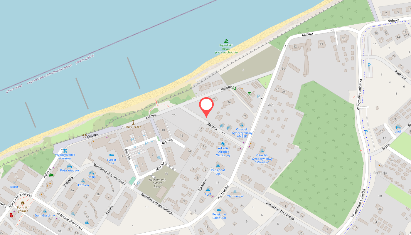 Aleja Zakochanych w Rewalu Rewal, mapa